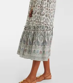 Veronica Beard Vani Paisley Ruffled Midi Dress