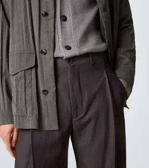 Giorgio Armani Wool, Abacá, And Silk Straight Pants