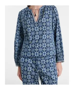 Velvet By Graham & Spencer Claudie Printed Cotton Blouse