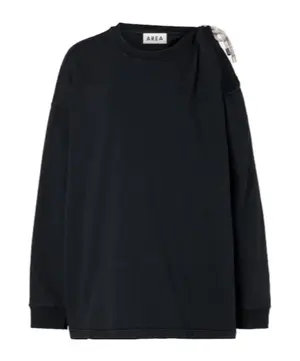 AREA Embellished Cotton Jersey T-shirt - Black
