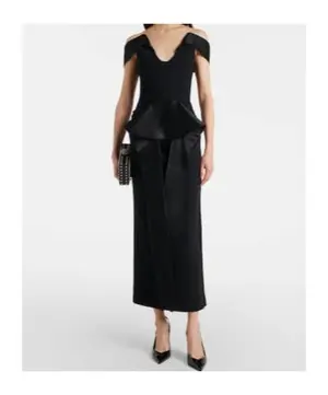 Maticevski Barrier Off-shoulder Satin Midi Dress