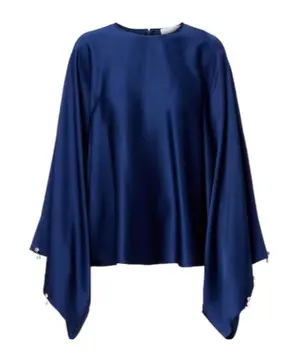 Stella McCartney Faux Pearl-embellished Satin Top - Blue