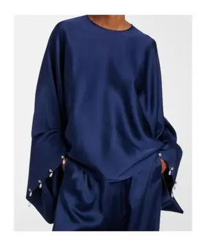 Stella McCartney Faux Pearl Embellished Satin Top