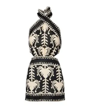 Johanna Ortiz Cutout Printed Minidress - Black