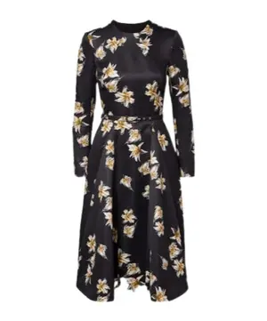 EMILIA WICKSTEAD Uccellina Floral Duchess Satin Midi Dress - Black