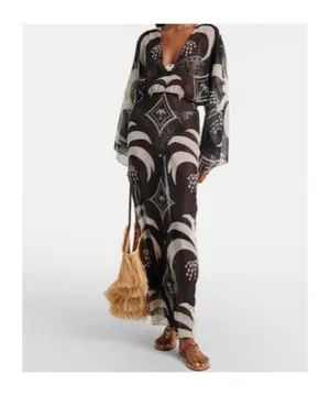 Johanna Ortiz Printed Sheer Beach Cover-up
