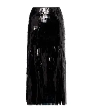SELF-PORTRAIT Sequined High-rise Midi Skirt - Black