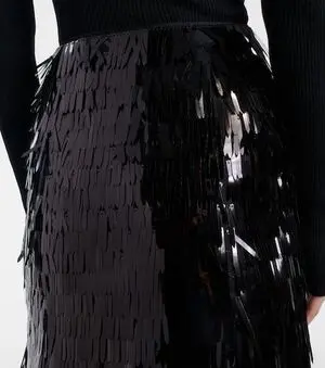 SELF-PORTRAIT Sequined High-rise Midi Skirt