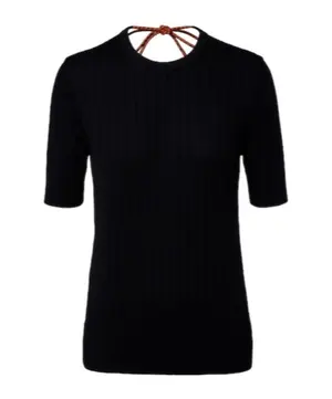 Plan C Ribbed-knit Cotton Top - Black