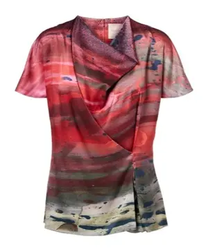ROKSANDA Printed Draped Silk Satin Top - Red
