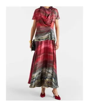 ROKSANDA Printed Draped Silk Satin Top