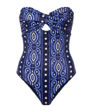 Johanna Ortiz Printed Cutout Swimsuit - Blue
