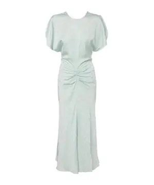 Victoria Beckham Gathered Jacquard Midi Dress - White