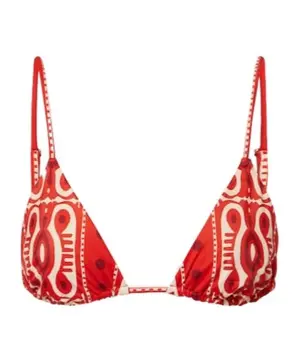 Johanna Ortiz Printed Bikini Top - Red