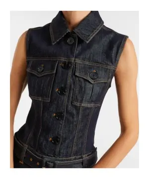 SELF-PORTRAIT Belted Denim Minidress