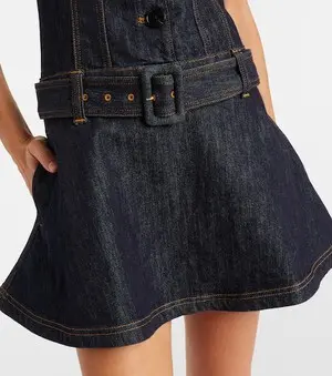 SELF-PORTRAIT Belted Denim Minidress