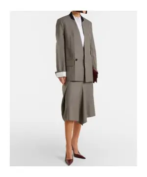 Victoria Beckham Asymmetric Virgin Wool Midi Skirt
