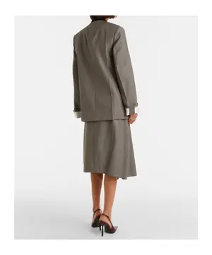 Victoria Beckham Asymmetric Virgin Wool Midi Skirt
