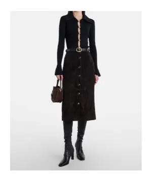 SELF-PORTRAIT Suede Midi Skirt