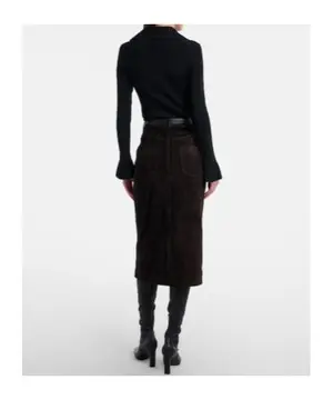 SELF-PORTRAIT Suede Midi Skirt