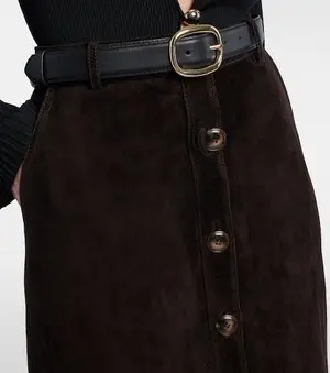 SELF-PORTRAIT Suede Midi Skirt