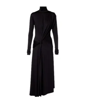 Victoria Beckham Long Sleeve Turtleneck Knotted Midi Dress
