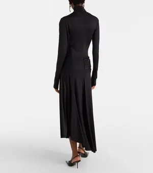 Victoria Beckham Long Sleeve Turtleneck Knotted Midi Dress