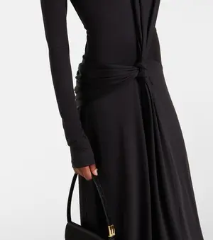 Victoria Beckham Long Sleeve Turtleneck Knotted Midi Dress