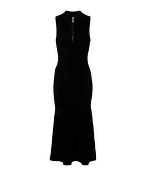 Victoria Beckham Sleeveless Ribbed-knit Midi Dress - Black