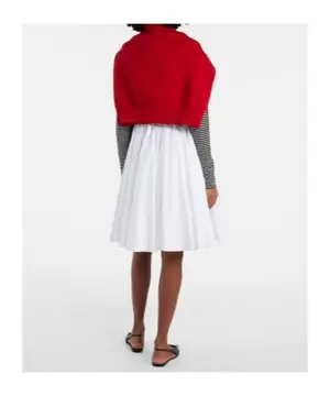 AMI Paris Corolla Gathered Cotton Midi Skirt