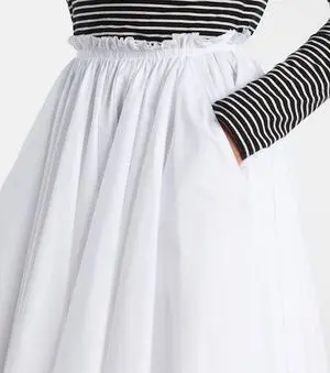 AMI Paris Corolla Gathered Cotton Midi Skirt