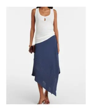 Victoria Beckham Draped Knitted Cotton-blend Midi Skirt - Black