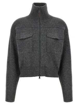 Brunello Cucinelli High Neck Zip-up Cardigan