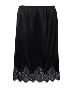 NILI LOTAN Thea Lace-trimmed Silk Midi Skirt - No
