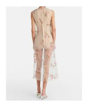 Simone Rocha Embroidered Sheer Organza Midi Dress
