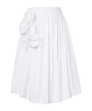Simone Rocha Floral-applique Cotton Poplin Midi Skirt - White