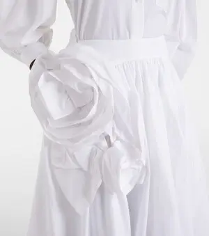 Simone Rocha Floral Appliqué Cotton Poplin Midi Skirt