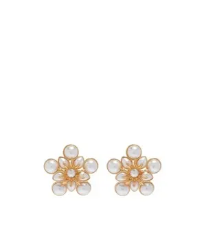 Oscar De La Renta Large Faux Pearl Clip-on Earrings - Yellow