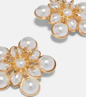 Oscar De La Renta Faux Pearl Flower Clip-on Earrings