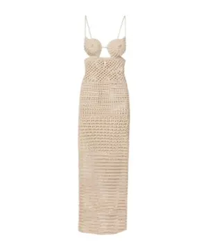 Alanui The Sound Of The Sea Crochet Maxi Dress - Nude