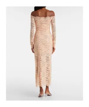 Rabanne Sequined Off-shoulder Lace Midi Dress