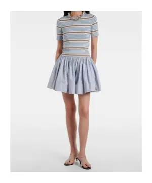 Rabanne Striped Cotton Miniskirt