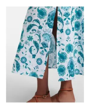 Heidi Klein Kos Paisley Shirred Linen Maxi Dress