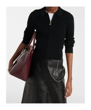 Victoria Beckham Ribbed-knit Zip-up Top