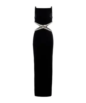 SELF-PORTRAIT Cutout Velvet Maxi Dress - Black