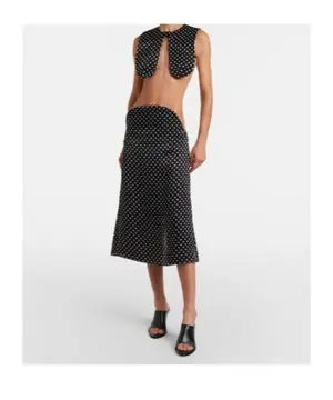 JEAN PAUL GAULTIER Polka-dot Silk Midi Skirt