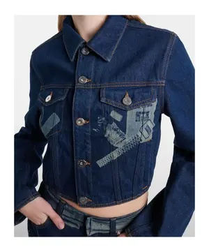 JEAN PAUL GAULTIER Button-down Cropped Denim Jacket
