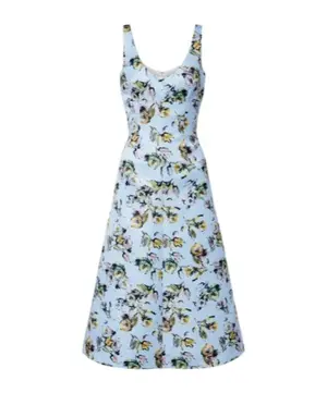 EMILIA WICKSTEAD Abella Floral Satin Cocktail Dress - Blue
