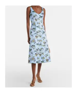 EMILIA WICKSTEAD Abella Floral Satin Cocktail Dress - Blue