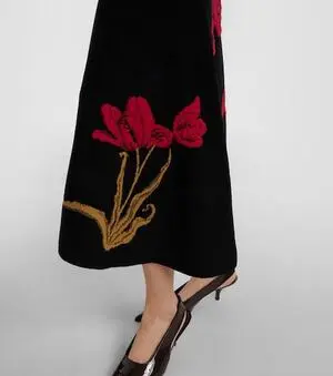 Erdem Floral Jacquard Midi Skirt